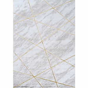 GLORY RUGS Area Rugs Marble 8x10 Cream Gold Carpet Modern Abstract Rug Living Room Dining Bedroom Rug