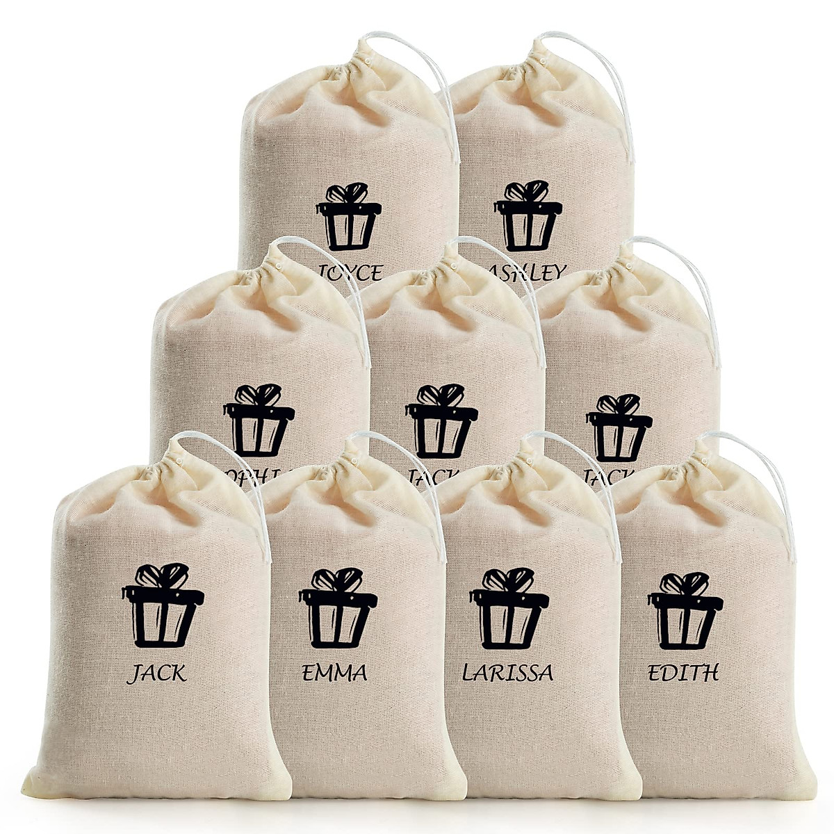 Boboom 60 Pcs Muslin Bags, 3.7x5.7 Inch Reusable Cotton Drawstring Bags, Natural Cotton Bags with Drawstring, Produce Bags Sachet Bag Bulk Gift Bag Jewelry Pouch for Wedding Party Home Storage