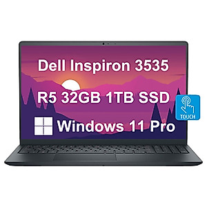 Dell Inspiron 15 15.6" Business Laptop (FHD Touchscreen, AMD Ryzen 5 7530U, 32GB RAM, 1TB PCIe SSD, (6-Core Beat i7-1165G7)) Numeric Keypad, Webcam, 2023 Inspiron 3000 3535, Win 11 Pro, Carbon Black