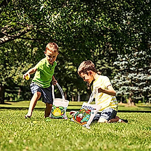Sakmilu Easter Tote Bags for Kids, 3 PCS Large Cotton Bunny Egg Canvas with Handle, Reusable Grocery Shopping Gift Goodie Eggs Hunt, Basket, Party Favor Supplies White