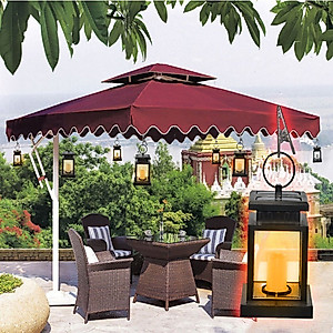 Kyson Solar Power Vintage Latern Candle Twinkle Effect 2 LEDs Outdoor waterproof Hanging Umbrella Garden Pathway Stairs wall Led Lamp Light Pack of 4