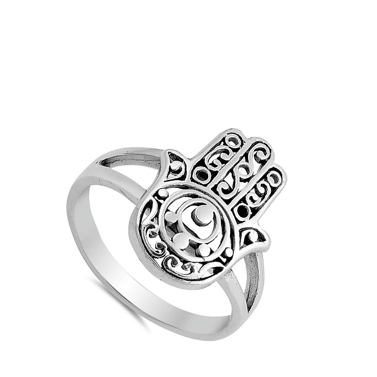 Filigree Hand of God Hamsa Ring New .925 Sterling Silver Band Size 8