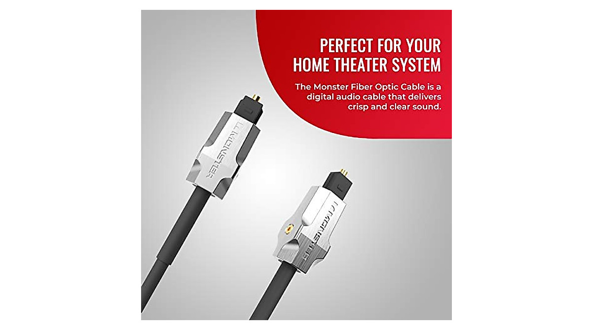 Monster M-Series 1000 Fiber Optical Toslink Cable for Home Theater & Gaming