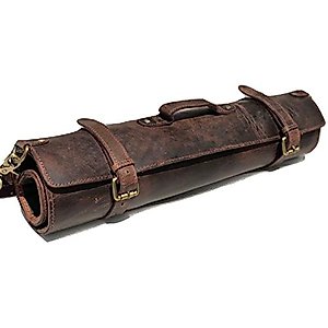 vintage crafts Genuine Buffalo Leather Knife Roll Set Chef's Knife Holder Cutlery Sheath Artist Case Organizer Storage bag Travel Friendly Christmas Black Friday Cyber Monday Gift for Men & Women