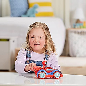 Hasbro Marvel Spidey and His Amazing Friends Glow Tech Web-Crawler Toy Car, with Spidey Action Figure, Preschool Toys, Super Hero Toys for 3 Year Old Boys and Girls and Up, Lights & Sounds