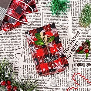 Whaline 120 Sheet Christmas Buffalo Plaid Tissue Paper Winter Red Black Plaids Snowflake Tissue Paper Xmas Wrapping Paper Rustic Art Craft Paper for Christmas Winter Party Craft Gift Wrapping