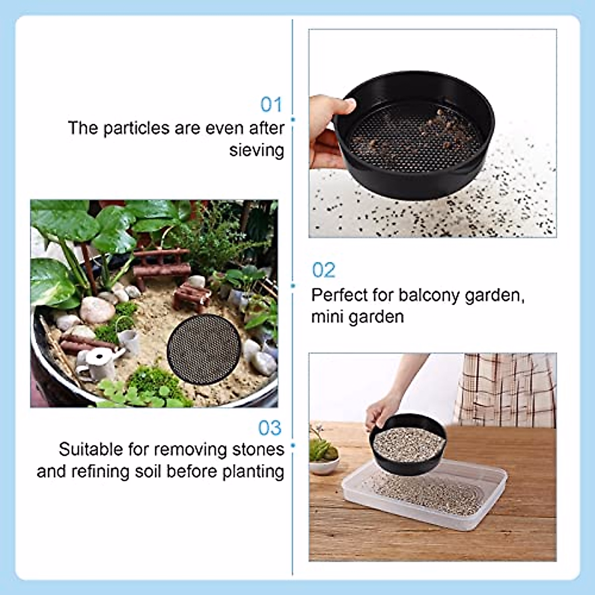 DOITOOL 20pcs Classifier Sifting Pan Outdoor Gold Panning Soil Sifter Sieve Mesh Screen Classifier for Garden Outdoor