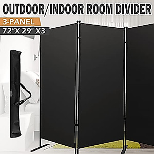 SmarketBuy Room Divider 3 Panels Folding Partition Privacy Screen for Home Decor Office Yard Bedroom, Black (71.7" x 88.2")