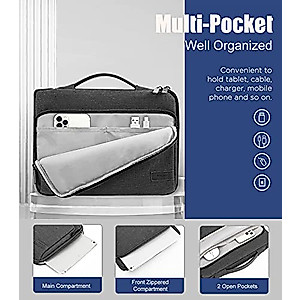 MoKo 9-11 Inch Tablet Sleeve Bag Carrying Case with Retractable Handle Fits New 11-inch iPad Pro M4/iPad Air M2 2024, iPad Air 5/4th 10.9, iPad 10th Gen 10.9, iPad Pro 11, iPad 9/8th 10.2, Black&Gray
