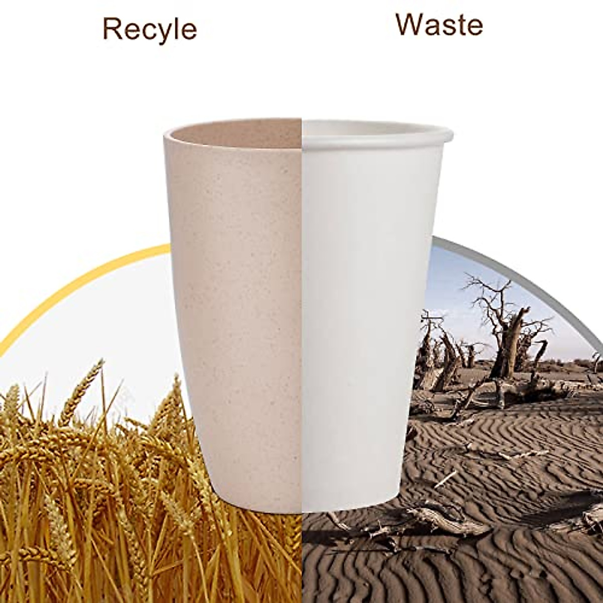 Wheat Straw Cups, 6PCS Reusable Plastic Cups 20 oz Unbreakable Drinking Glasses for Kitchen Dishwasher Safe Water Tumbler Set