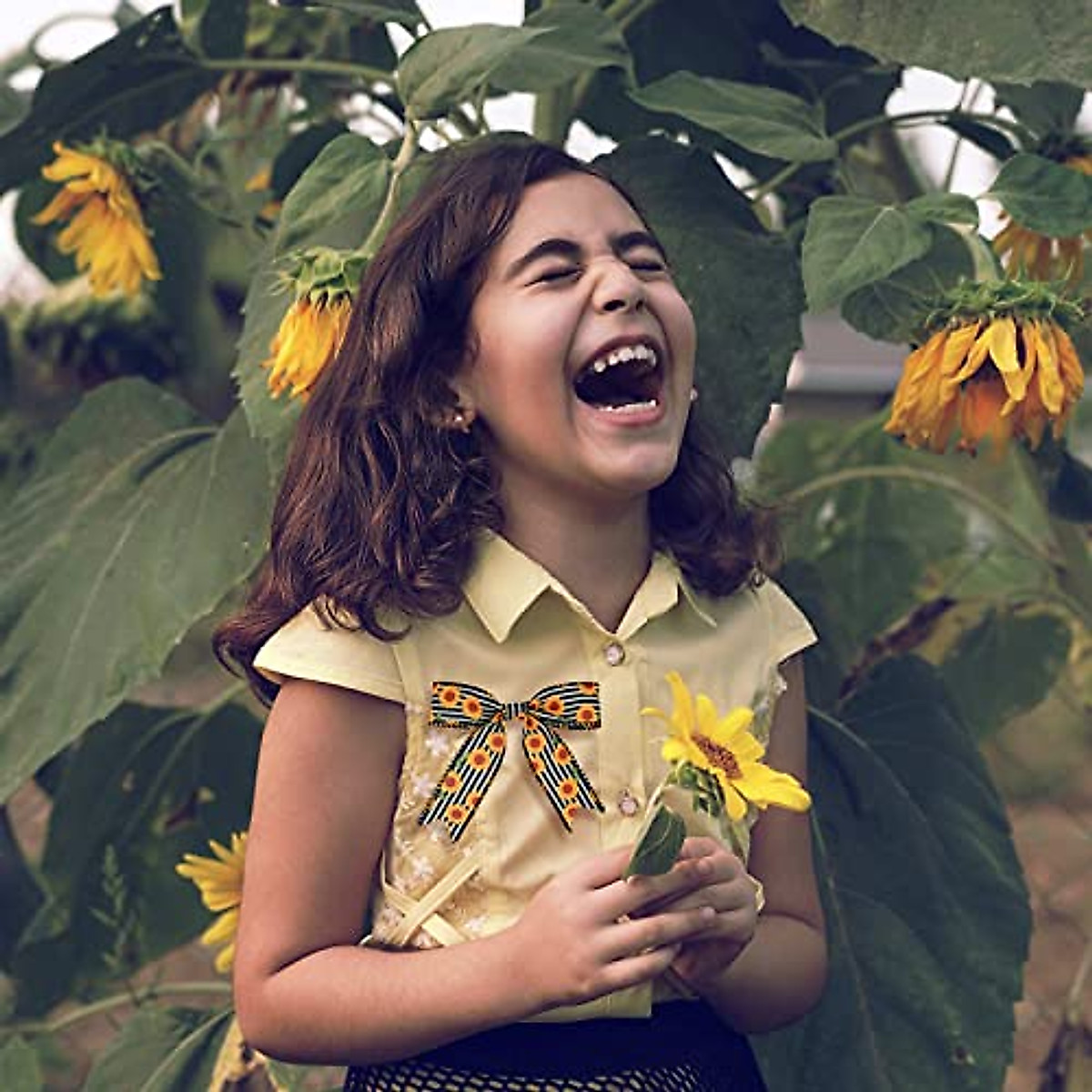 Kuscul 8 Rolls 32 Yards Sunflower Wired Ribbon Fall Autumn Wired Edge Ribbon Thanksgiving Fabric Decorative Ribbon for Gift Wrapping Hair Bow Sewing Crafts Wreath, 2.5in/ 1.5in