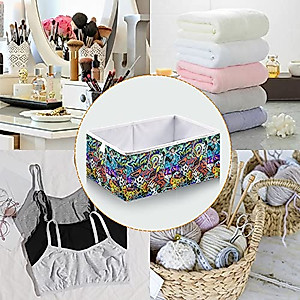 Abstract Grunge Graffiti Pattern Cartoon Storage Basket Bin Foldable Storage Box Hamper Dog Toy Bin for Pillows Nursery Home Closet Organizing Deco