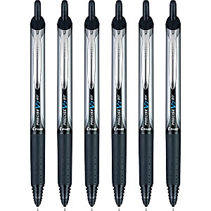 PILOT Pen 13616 Precise V7 RT Refillable & Retractable Liquid Ink Rolling Ball Pens, Fine Point (0.7mm) Black Ink, 6-Pack