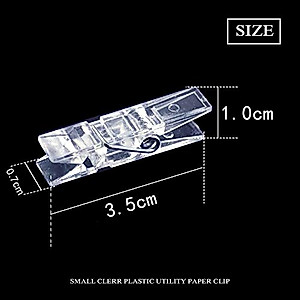 BronaGrand 50pcs Small Clear Plastic Utility Paper Clip, Clothespins Clip, Clothes Line Clips,Photo Clips 3.5x0.7x1cm