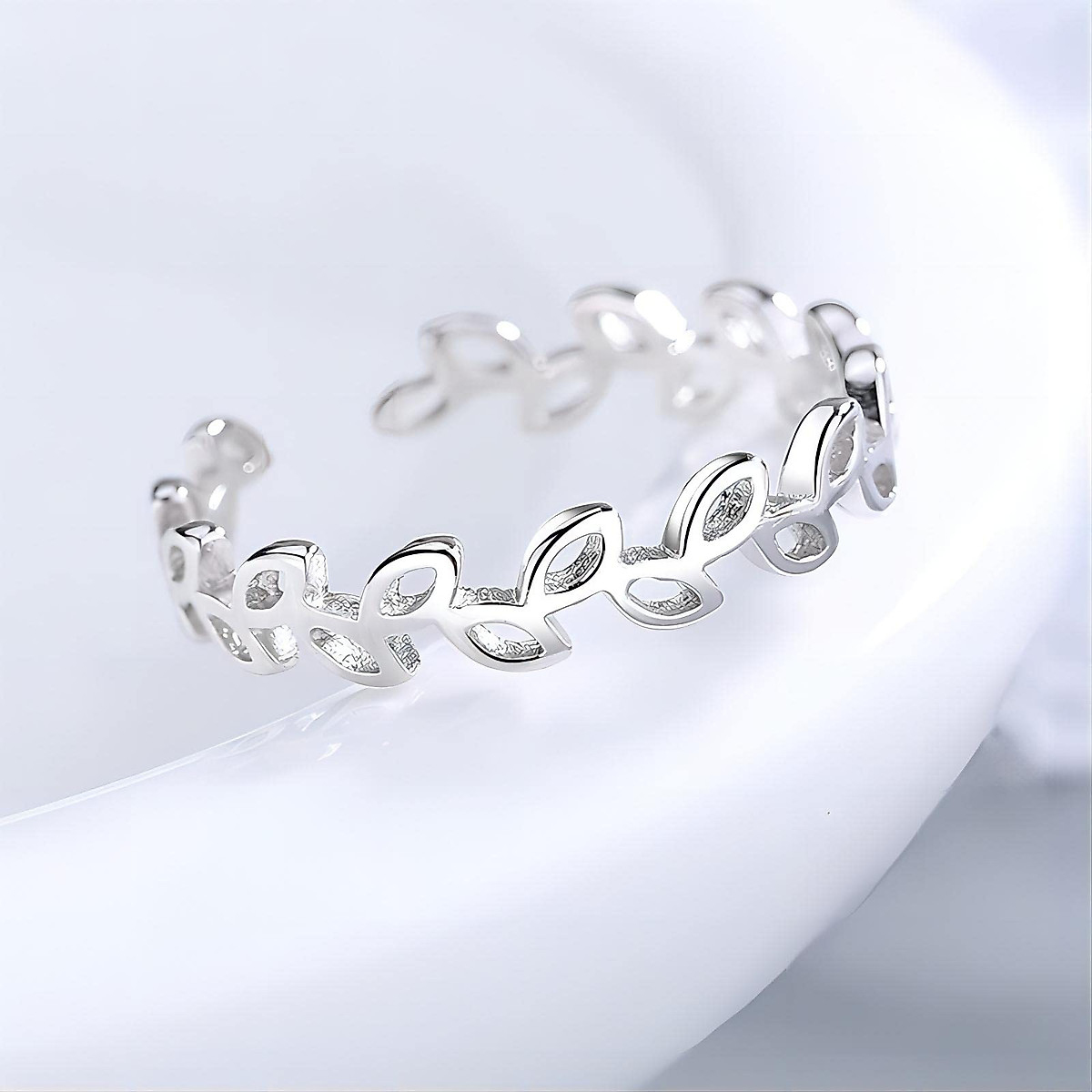 XIANGTAO 925 Sterling Silver Rings Adjustable-Open Leaves Leaf Ring Thumb Plant Branch Rings for Women