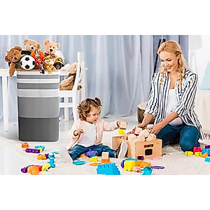 Clothes laundry hamper with lid,110L large dirty laundry hampers with Collapsible and Removable Bag,Tall laundry basket for Corner Bedroom Toys, Gradient Grey