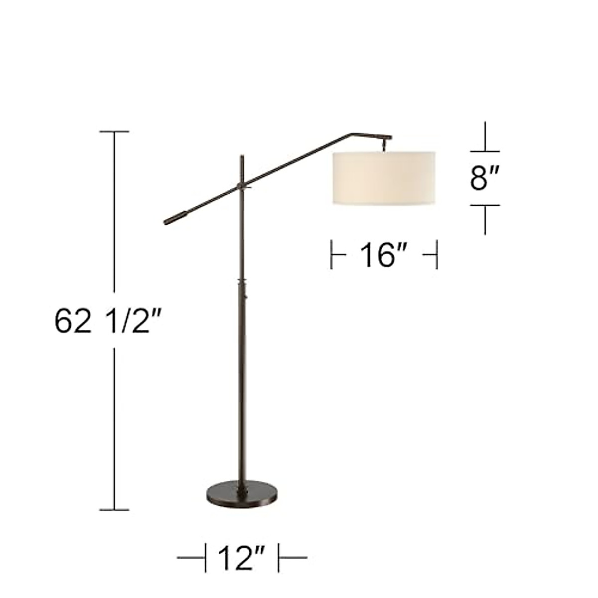 Possini Euro Design Holden Modern Farmhouse Rustic Industrial 62 1/2" Tall Standing Floor Lamp Light Curved Arc Adjustable Smart Plug Metal Oil Rubbed Bronze Finish Living Room Bedroom House Reading