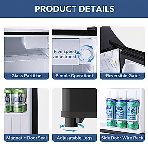 BANGSON Small Refrigerator, 1.6 Cu.Ft Mini Fridge With Freezer, Mini Fridge With Office, Energy Saving, Low Noise, Compact Refrigerator For Office, Apartment, Dorm, Bedroom