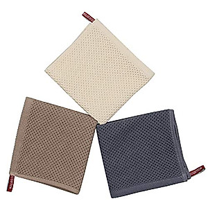 Mia'sDream Natural Cotton Tidy Dish Cloths Rags,Waffle Weave Kitchen Towels and Dishcloths Sets, Soft and Absorbent Hand Towel Washcloths, 12inchx12inch 6 Pack (Multi Color)