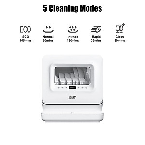 Think Gizmos Counter Top Dishwasher with Water Tank 7.5L - No Hookup Required. Compact Dishwasher with 5 Programmes, Drying Cycle, Touch Controls