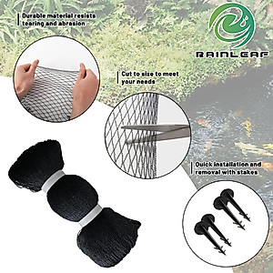 Rainleaf Pond Netting, 14' x 20' Pond Net Cover, Koi Pond Netting for Leaves, Heavy Duty Koi Pond Net Protecting Koi Fish from Herons, Stakes Included