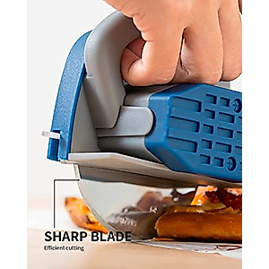 Fat-Cat Pizza Cutter Wheel, Super Sharp Pizza Slicer with Protective Blade Guard for Pizza, Pies, Waffles and Dough Cookies, Easy to Use and Clean (Blue)