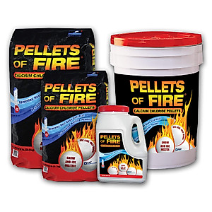 Pellets of Fire Calcium Chloride Ice and Snow Melt + Deicer, 50 Lb. Bag, Works to -25 Degrees Fahrenheit