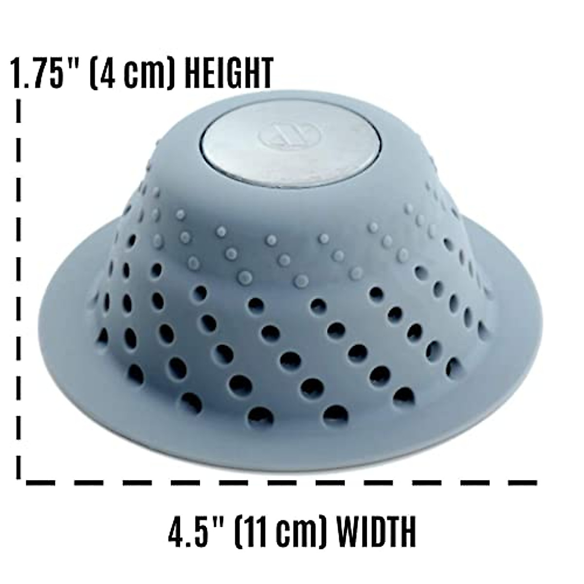 SlipX Solutions Dome Drain Protector for Shower & Tub, Fits Over Drains to Prevent and Stop Clogs (Pop-Up Drains Effective Hair Catcher, Silicone & Stainless Steel, Gray)