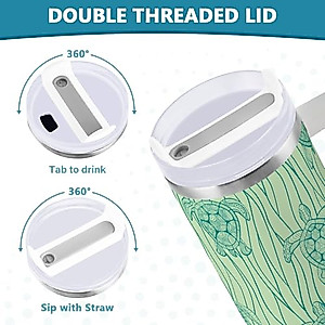 Emelivor Ocean Green Sea Turtles 30 oz Tumbler with Lid and Straw Insulated Tumblers with Handle Thermal Stainless Travel Coffee Mug Cup Water Bottle for Hot or Ice Coffee Tea