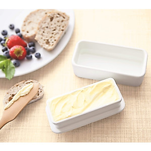 Talisman Designs Ceramic Butter Keeper, 6.25x3.25 inches, White