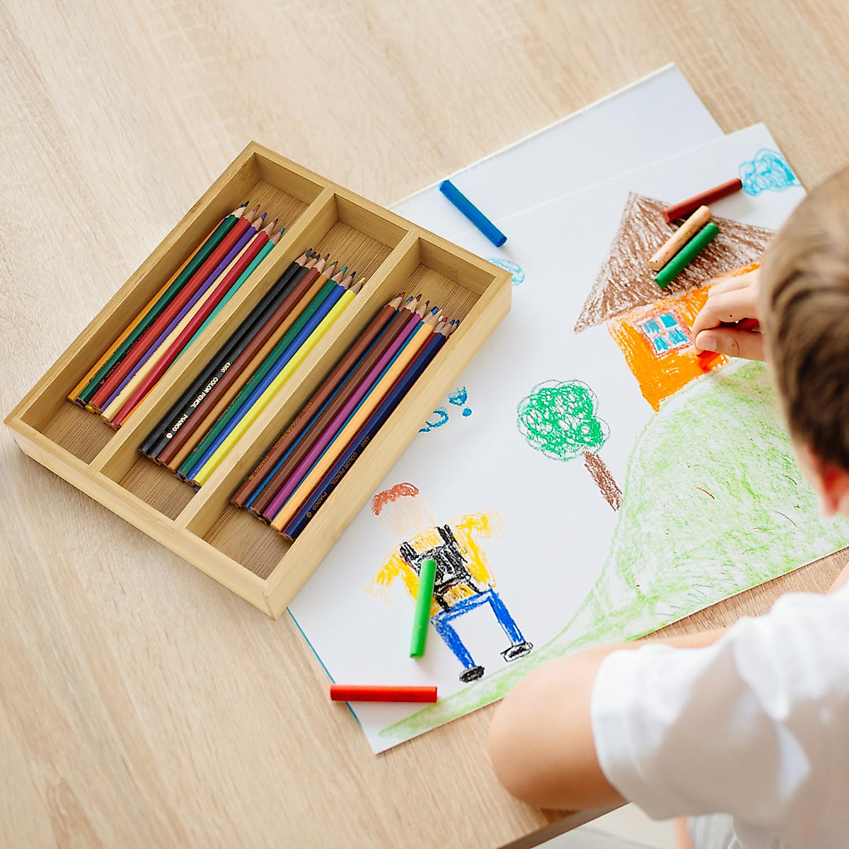 Small Silverware Drawer Organizer Kitchen Utensils Trays For Drawer Bamboo Cutlery Tray Skinny Flatware Organizer Narrow Spoon Fork Cutlery Holder Drawer Flatware Trays Slim Silverware Organizers