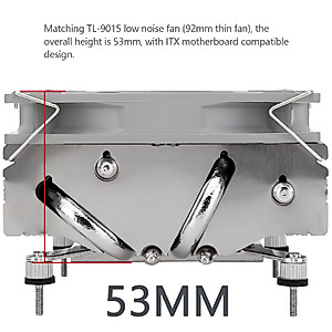 Thermalright AXP-90 X53 Low Profile CPU Air Cooler with Quite 90mm TL-9015 PWM Fan, 4 Heat Pipes, 53mm Height, for AMD AM4/Intel LGA 1150/1151/1155/1156/1200 (AXP-90 X53)