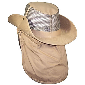 Tropic Hats Summer Wide Brim Mesh Safari/Outback W/Neck Flap & Snap Up Sides - Khaki XXXL