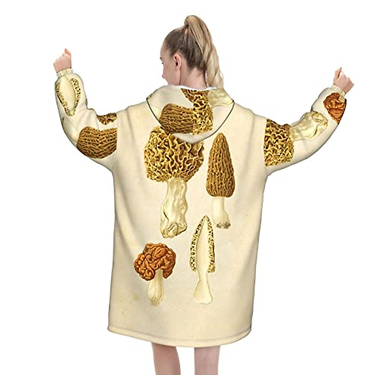 Vintage Mushrooms Drawings Wearable Blanket Shirt Printed Pullover Super Dalian Hoodie Tv Blanket With Sleeves And Pockets