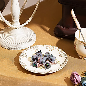 DND Dice Sharp Edge Dice Polyhedral Dice Mini Planet Dice Dungeons and Dragons Dice Handmade Dice Set Peachy Galaxy (Dark Knight)