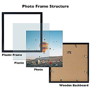 JCJMY 12x12 inch Picture Frame, Horizontal and Vertical Formats for Wall Hanging, 12 x 12 Square Wall Gallery Poster Photo Frame with Durable Shatter Resistant Plexiglass, Black