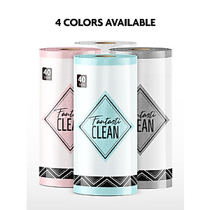 Fantasticlean Microfiber Cloths in a Roll, Reusable Washable Tear Away Cleaning Rag Towels, for Car, House, Garage or Kitchen, 12" x 12", 40 Pack (Pink)