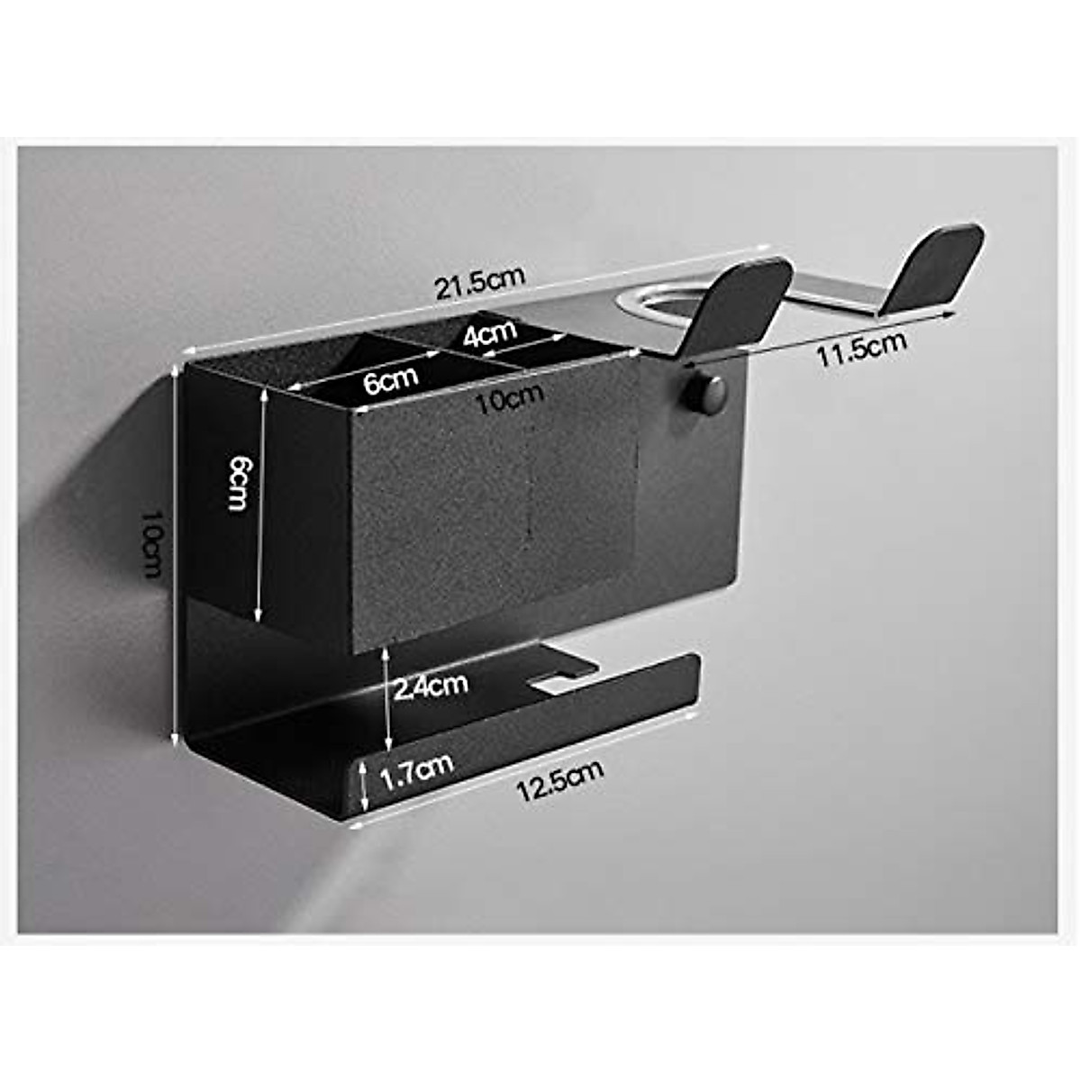 Hosoncovy Metal Hair Dryer Wall Mount Holder Hair Dryer Wall Hanger Toiletries Wall Storage Electric Shaver Wall Mount for Dyson Supersonic Hair Dryer,Universal for Hair Dryer (Black)