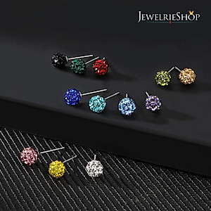 JewelrieShop Rhinestones Crystal Ball Stud Earrings Set Fireball Disco Ball Pave Bead Earrings Hypoallergenic for Women (02. 12 Pairs, 6mm)