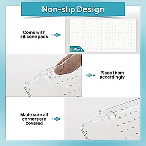 Vtopmart 44 PCS Clear Plastic Drawer Organizers Set, 4-Size Versatile Bathroom and Vanity Drawer Organizer Trays, Non-Slip Storage Containers for Makeup, Jewelries, Bedroom，Kitchen Utensils and Office