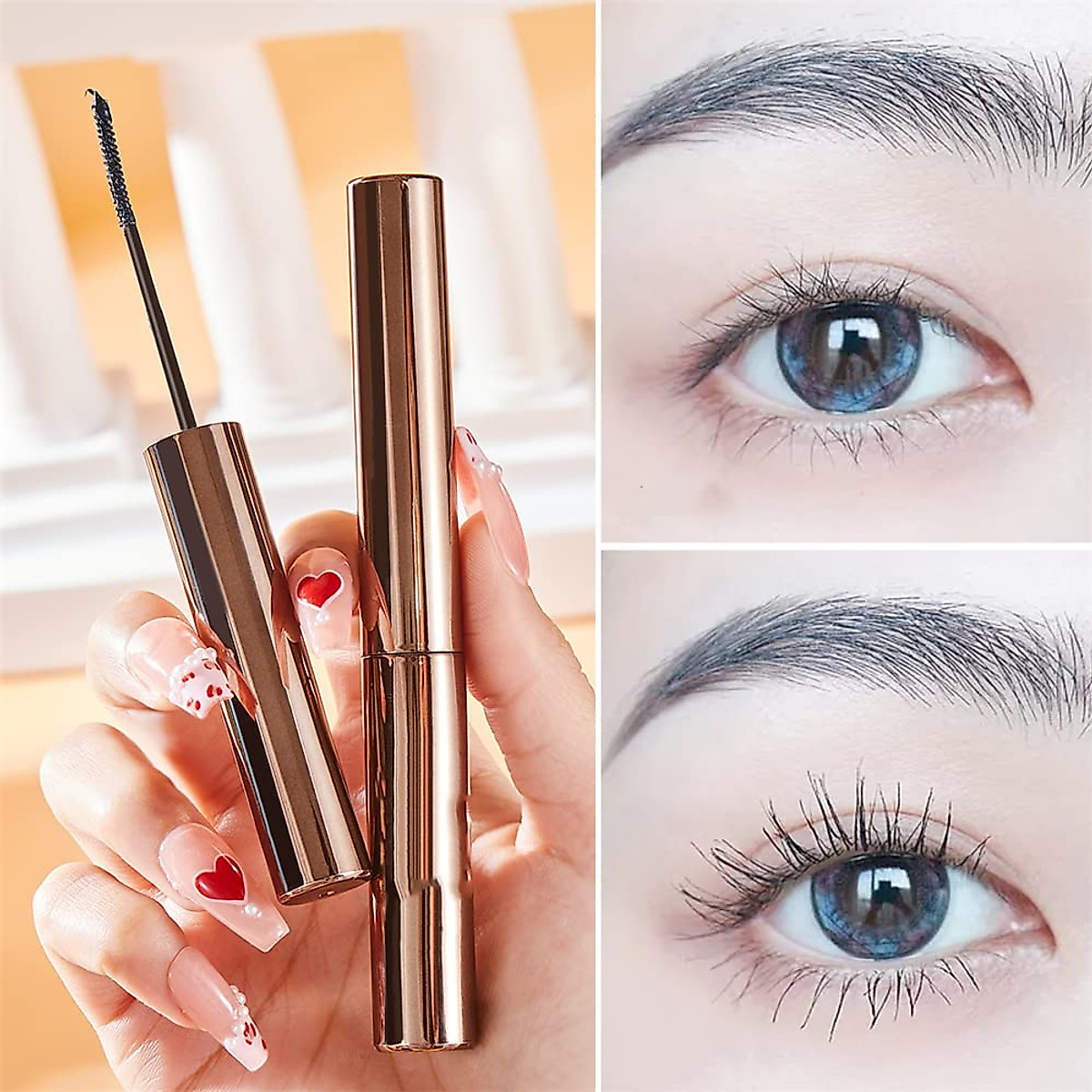 Mini Brush Mascara, For short and sparse eyelashes，Lengthening and Thick, Volume, Long Lasting, Waterproof & Smudge-Proof, All Day Full（1 Pcs）