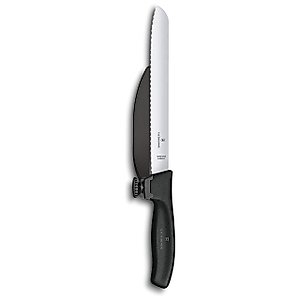 Victorinox Swiss Classic Dux Knife - Kitchen Knife with Adjustable Guide - Cooking Knife for Cutting Meat, Bread & More - Black Handle, 8.25"