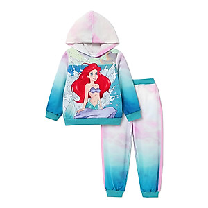 Disney Princess Girls Hooded Sweatshirt and Sweatpants Outfit Set Toddler to Big Kid Multi-color 4-5 Years