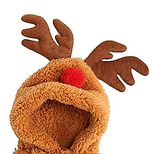 Dog Winter Clothes,Pet Reindeer Cosplay Dog Cat Costume Reindeer Dog Hoodie Funny Pet Elk Cosplay Costume Puppy Fleece Outfits Warm Hoodie XL
