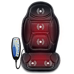 Snailax Chair Massager, Back Massager with Heat, 5 Vibration Massage Nodes, Massage Chair Pad, Seat Chusion, Gifts for Men