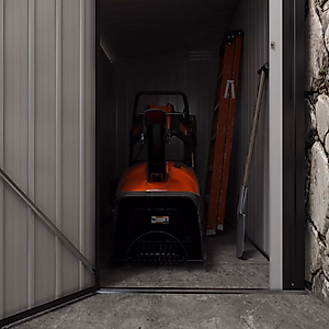 Outsunny 4' x 7.7' Metal Outdoor Storage Shed, Lean to Storage Shed, Garden Tool Storage House with Lockable Door and 2 Air Vents for Backyard, Patio, Lawn, Dark Gray