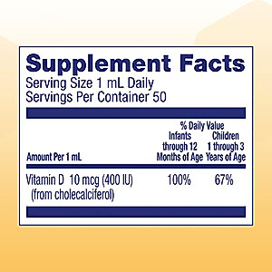 Enfamil D-Vi-Sol Vitamin D Supplement Drops 50 mL (Packs of 2)