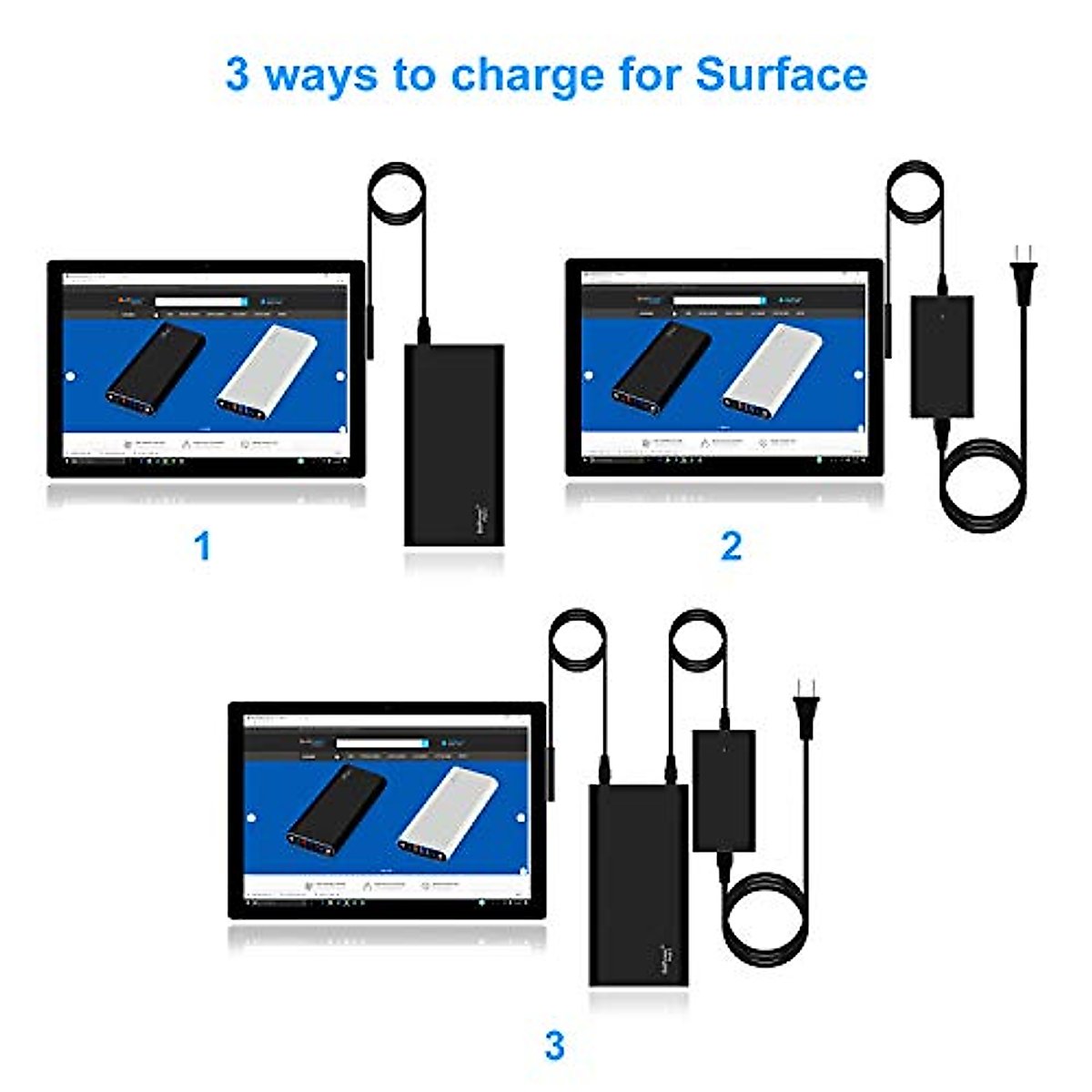 BatPower ProE 2 ES10B 148Wh MS Surface Power Bank for Surface Book 3 2 1 External Battery Surface Laptop 4 3 2 1 Surface Pro X 8 7 6 5 4 3 Go Portable Charger and Surface 120W Slim Charger Adapter
