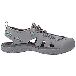 KEEN Womens SOLR High Performance Sport Closed-Toe Water Sandal Shoe, Light Gray/Ocean Wave , 10
