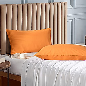 EVOLIVE Ultra Soft Brushed Microfiber Standard Size 20"x30" Pillowcases Pair Set of 2 with Envelope Closure (20"x30" Standard, Orange)
